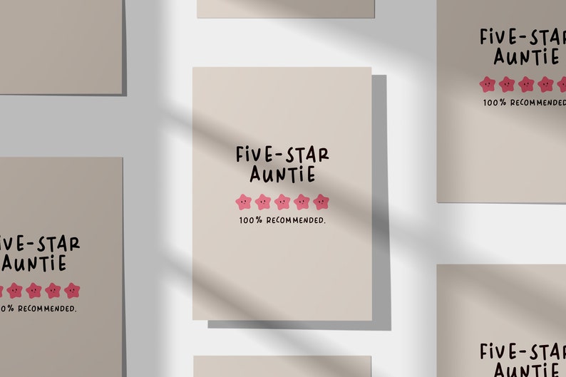 Five-star Auntie Card, Printable Card for Aunt, Minimalist Mother's Day ...