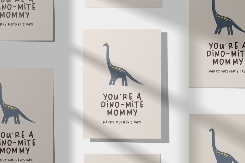 Printable Dinosaur Mother's Day Card, Minimalist Mother's Day Card ...