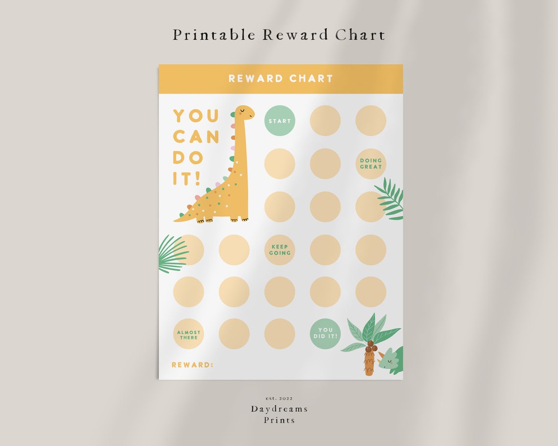 Dinosaur Reward Chart, Printable Dinosaur Behavior Chart,daily Chore ...