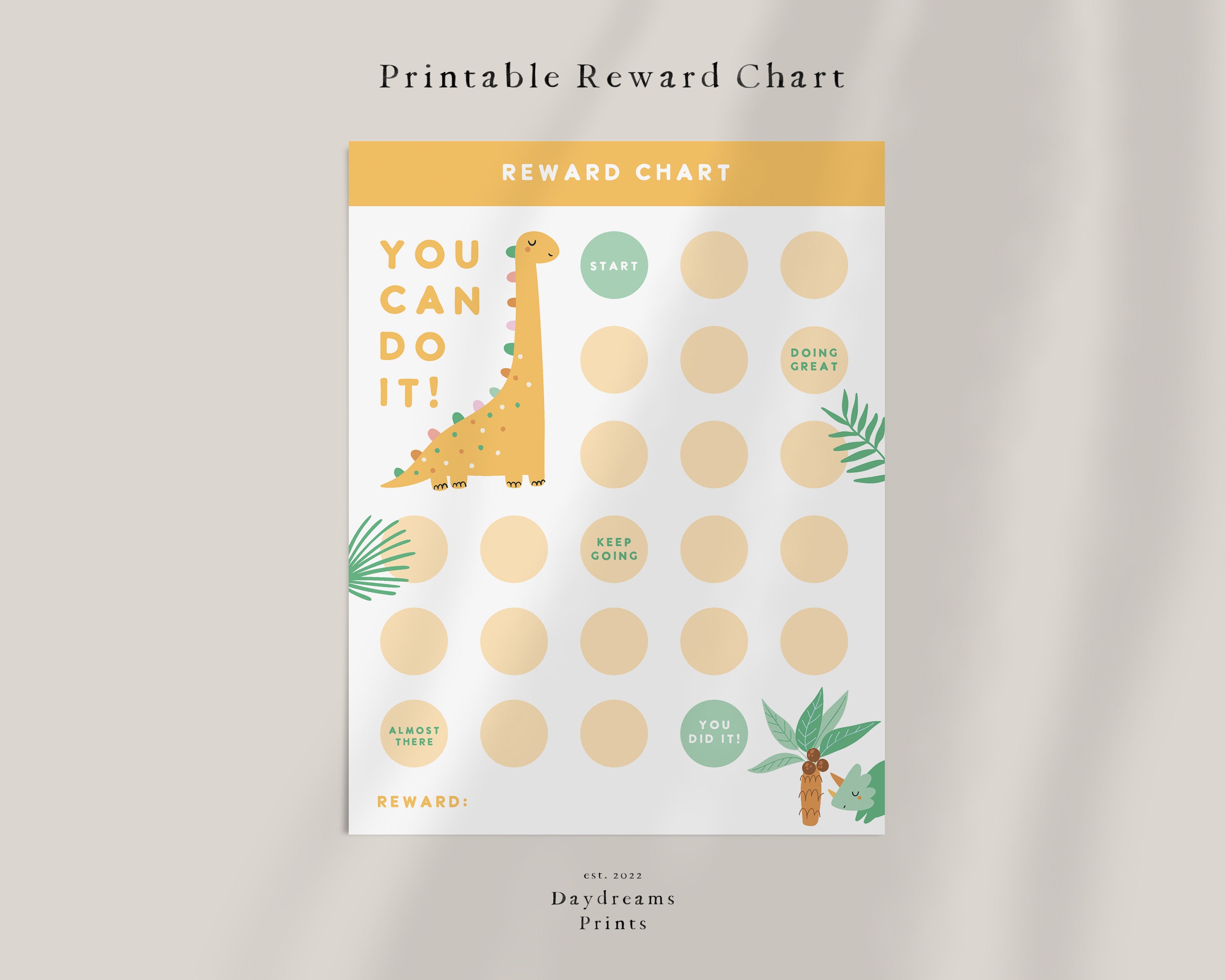 Dinosaur Reward Chart, Printable Dinosaur Behavior Chart,daily Chore ...