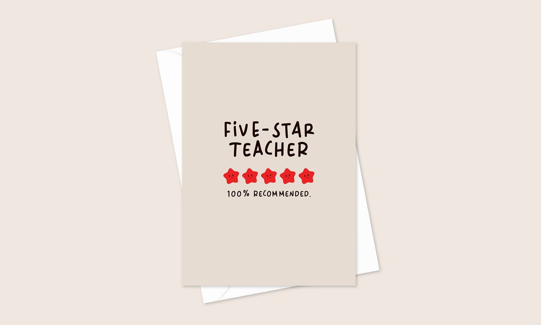 Five-star Teacher Card, Printable Card for Teacher, Teacher's ...