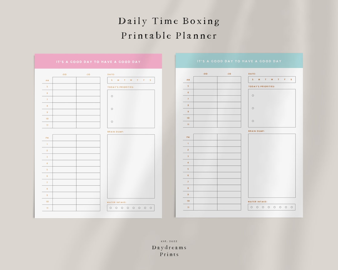Minimalist Time Boxing Template, Daily Planner To-do List Printable ...