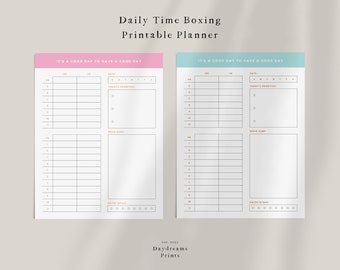 Daily Timebox Planner Printable PDF Template To-do List Time Management ...