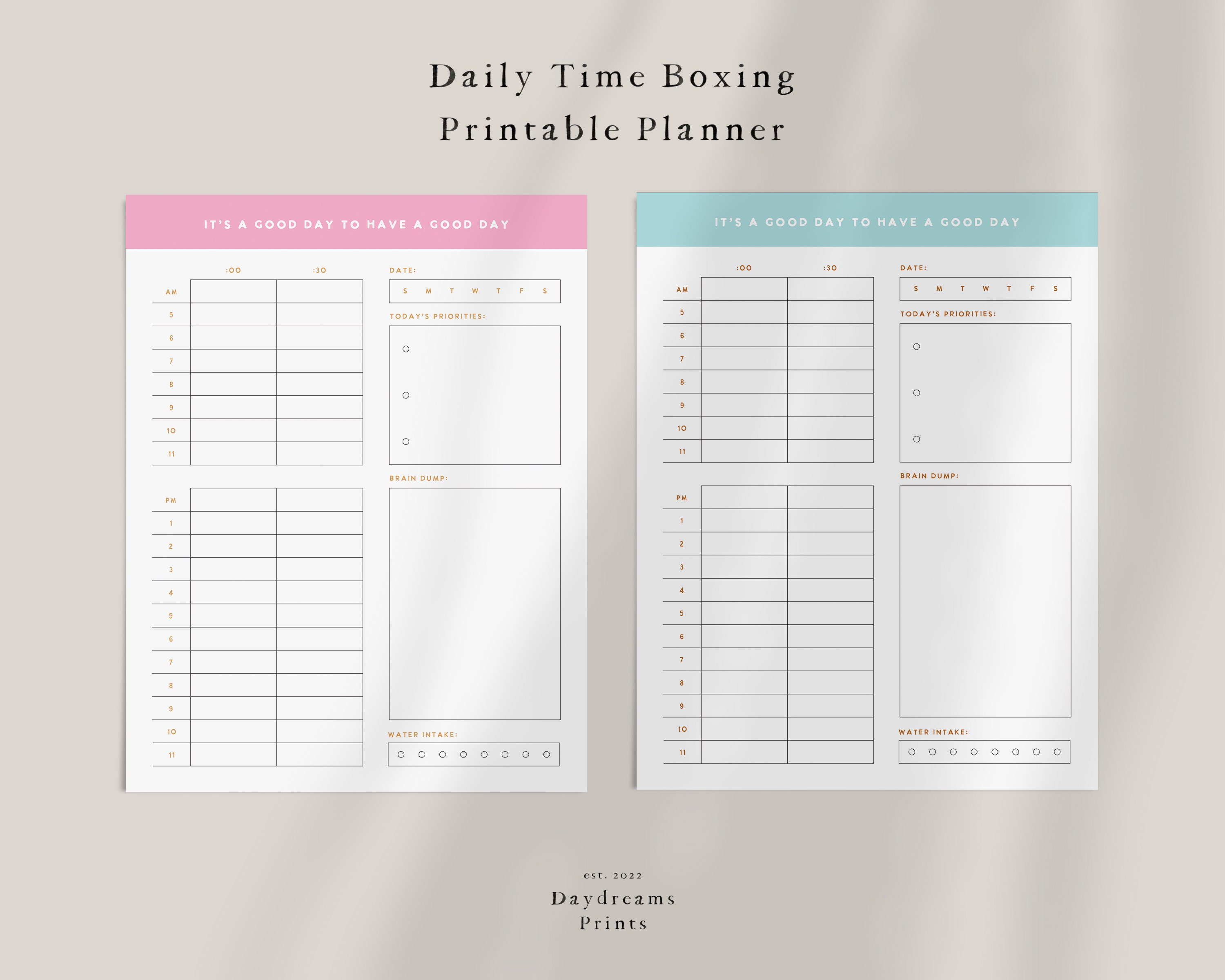 Minimalist Time Boxing Template, Daily Planner To-do List Printable, Time Management Planner ...