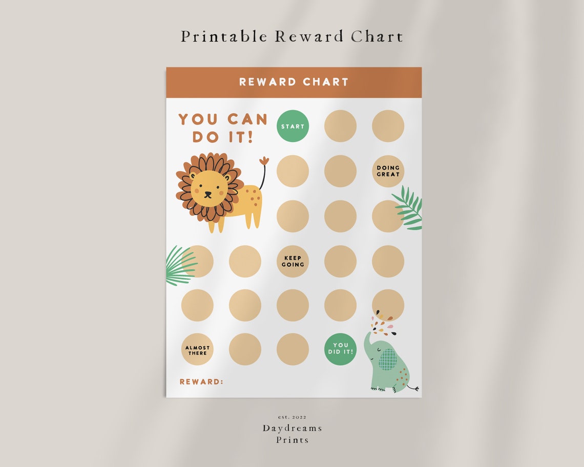 Safari Animal Reward Chart Printable Safari Animal Behavior - Etsy