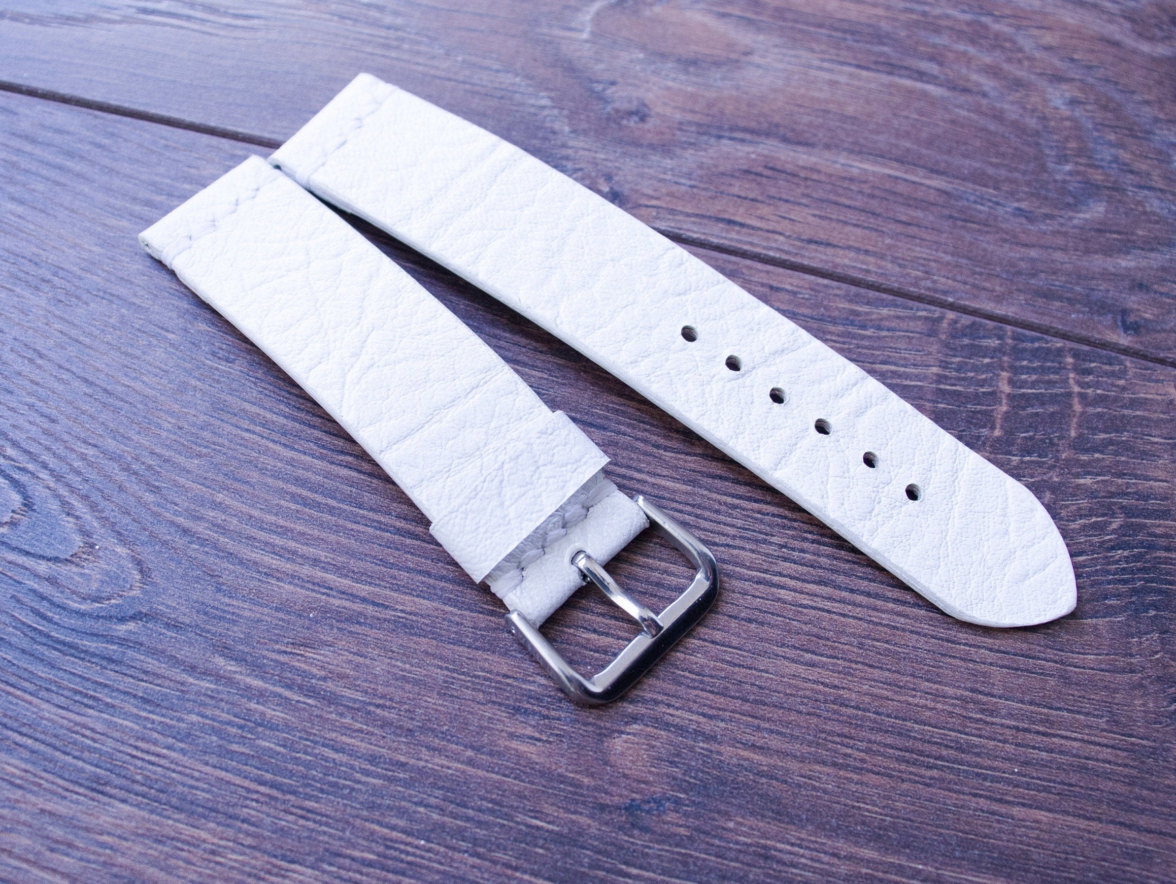 White Leather Watch Strap Handmade Watch Strap Men's Watch Bands Women ...