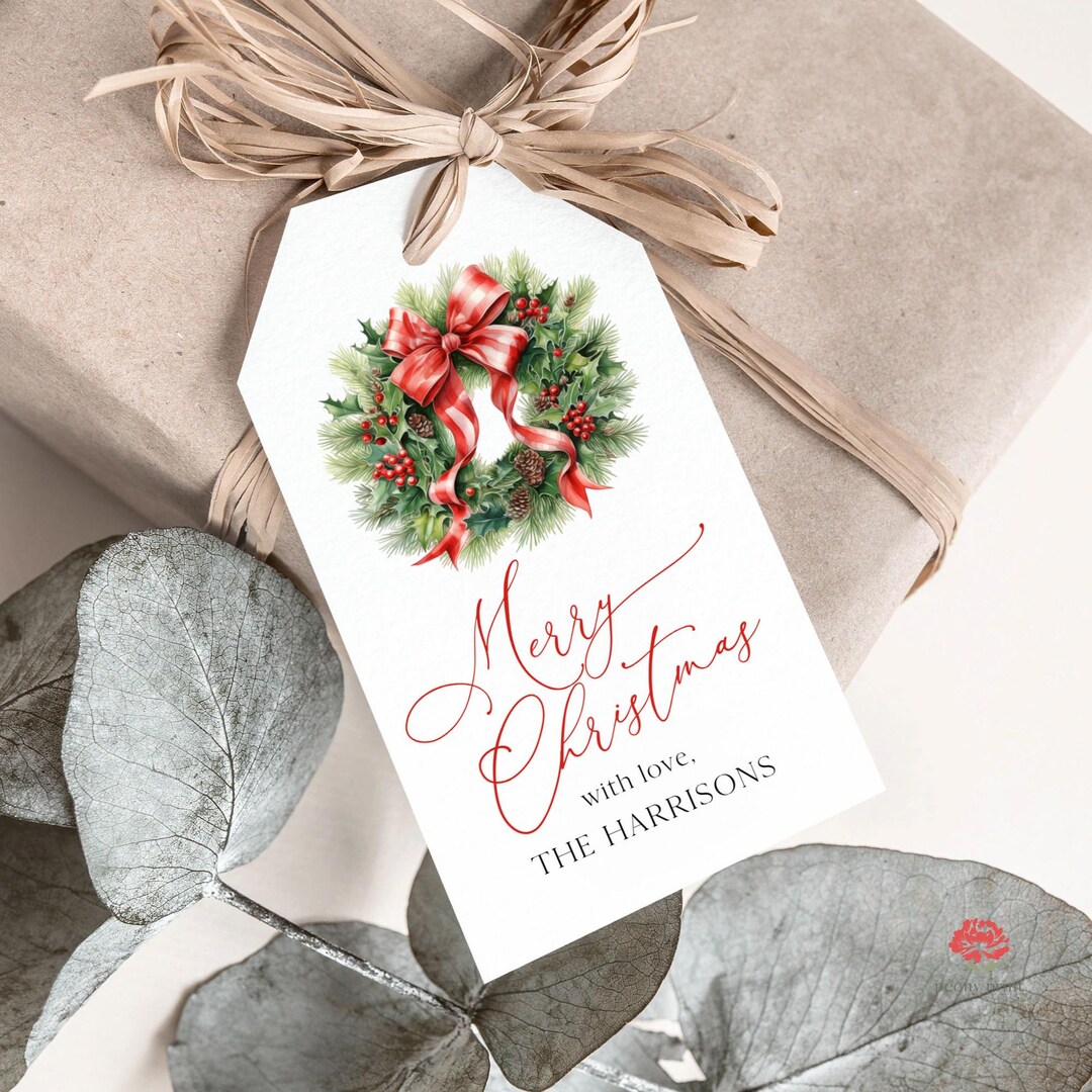 Personalized Merry Christmas Tags Gift Tags, Holiday Tag Printable ...