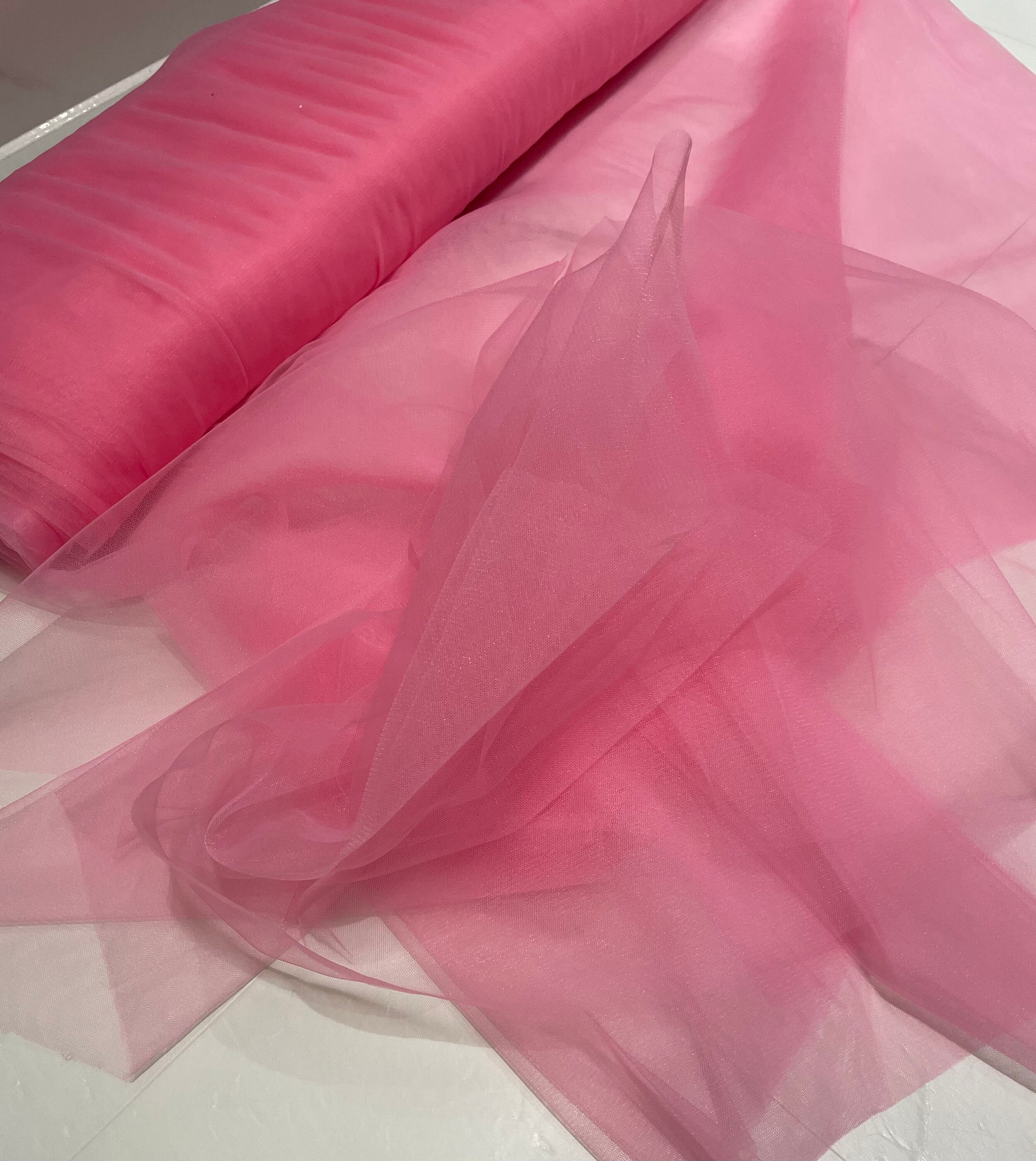 Extra Wide Bright Pink Soft Bridal Tulle Veiling Fabric 300cm Wide Sold ...