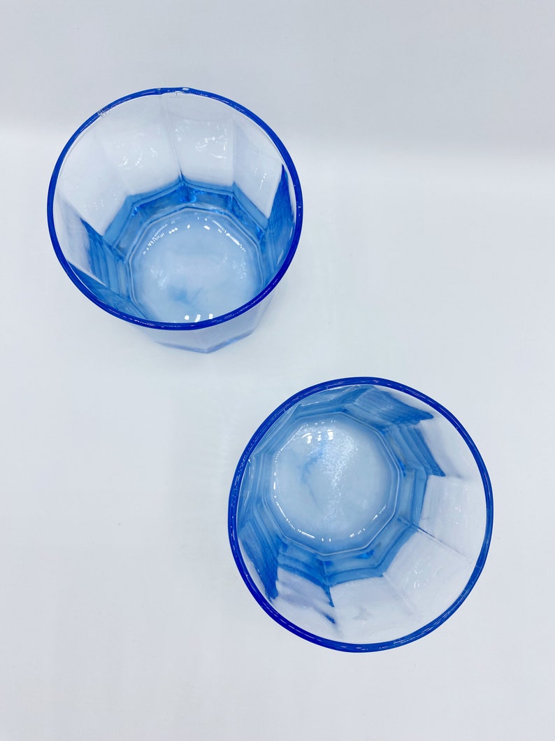 Vintage Anchor Hocking Blue Decagon Low Ball Glasses | Lightblue ...
