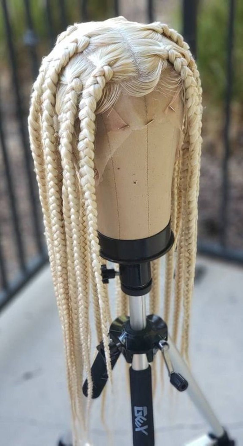 Jumbo Knotless Box Braided Wig Human Hair Braided Wig For Black Woman Full Lace Frontal Closure