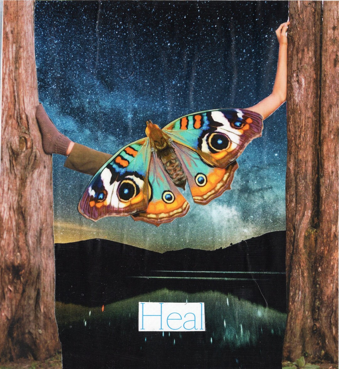 Heal Butterfly Collage Art Print - Etsy