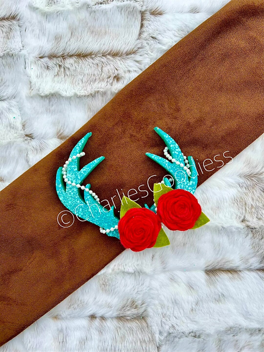 Turquoise Antler With Red Roses Freshie - Etsy
