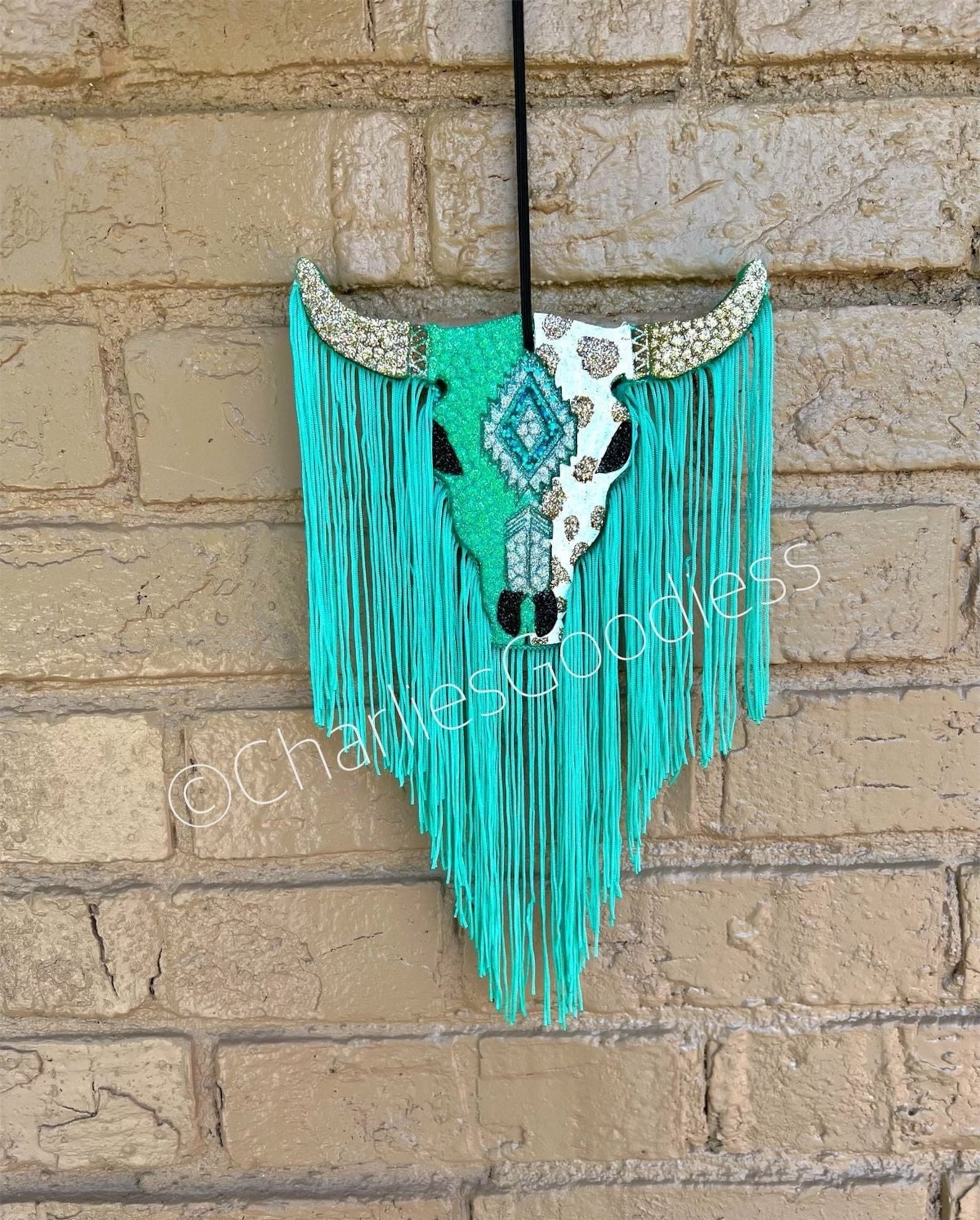 Western Turquoise Cow Print Aztec Bull Freshie - Etsy