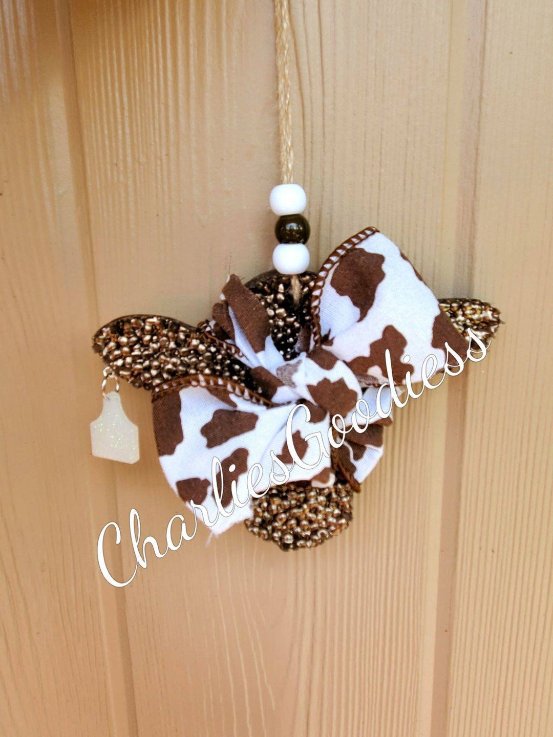 Brown and White Cow Print Bow Cow Freshie - Etsy