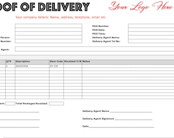Printable and Editable Delivery Note/proof of Delivery Template in ...