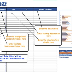 Editable Mileage Tracker/log Book Template With Daily, Monthly and ...