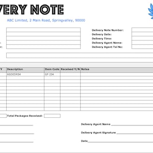 Printable and Editable Delivery Note/proof of Delivery Template in ...