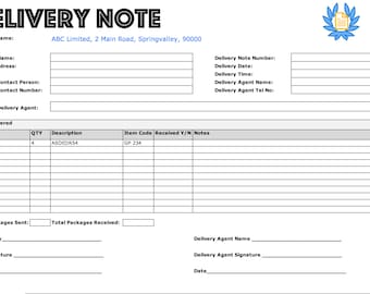 Printable and Editable Proof of Delivery Template in Excel Format - A4 ...
