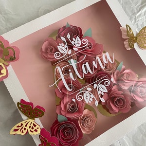 Flower Shadow Box, Name Shadow Box , Baby Shower Gift by ...