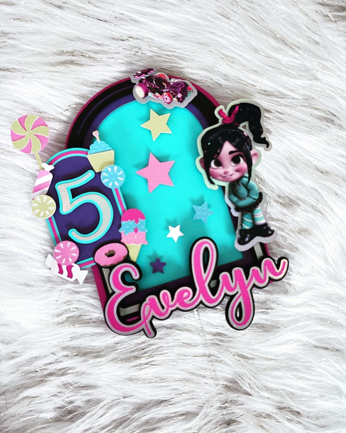 Vanellope Cake Topper, Wreck-it Ralph Birthday Decoration, Disney ...
