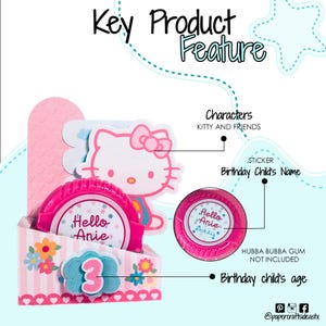 Kitty Gum Roll Party Favor, Hubba Bubba Bubble Gum Favor, Birthday ...