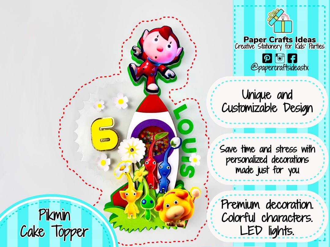 Pikmin Cake Topper Perfect for Birthdays Unique Happy Birthday Topper ...