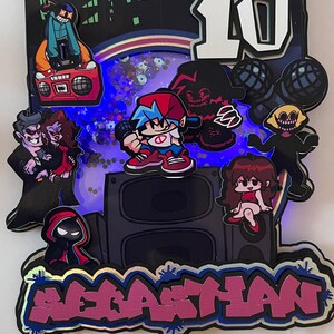 Friday Night Funkin Birthday Cake Topper, FNF Theme Party Supplies by ...