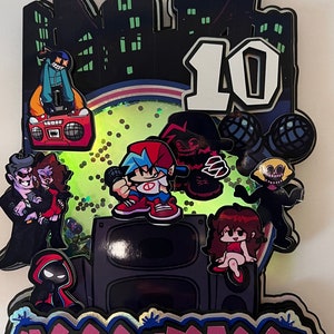 Friday Night Funkin Birthday Cake Topper, FNF Theme Party Supplies by ...