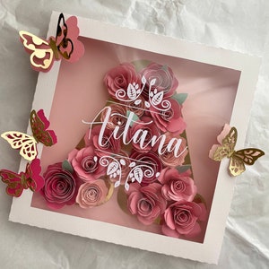 Flower Shadow Box, Name Shadow Box , Baby Shower Gift by ...