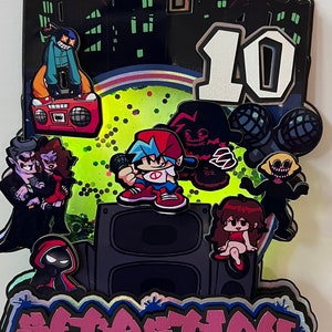 Friday Night Funkin Birthday Cake Topper, FNF Theme Party Supplies by ...