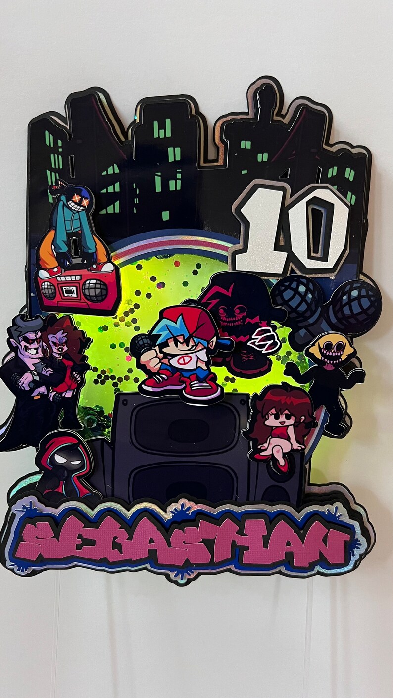 Friday Night Funkin Birthday Cake Topper, FNF Theme Party Supplies by ...