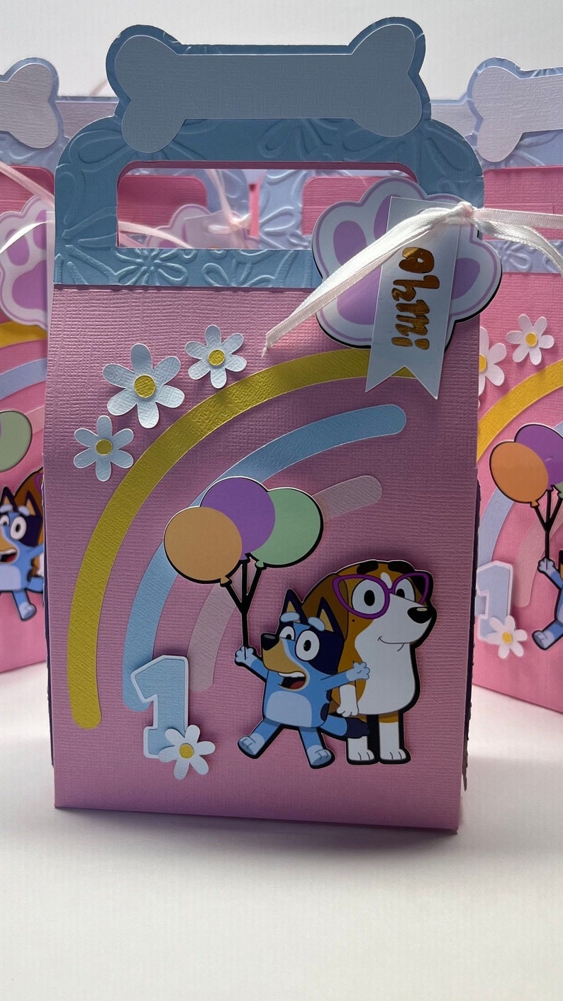Personalized Bluey Favor Bags Custom Bluey Birthday Treat Boxes, Bluey ...