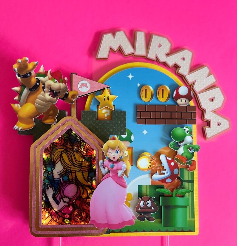 Princess Peach Cake Topper, Custom Mario Bros Birthday Decoration by ...