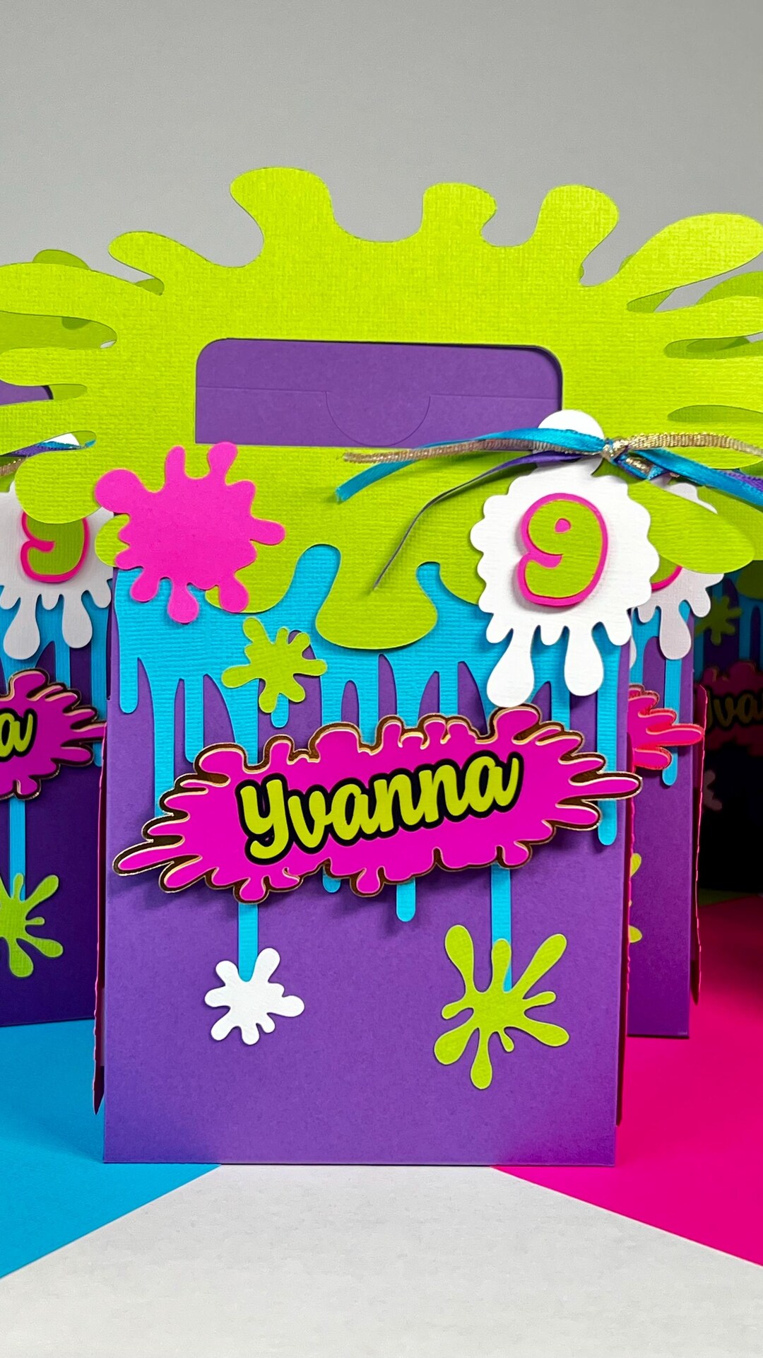 Slime Birthday Party Favors Boxes, Custom Favors Bags, Slime Party Bags ...
