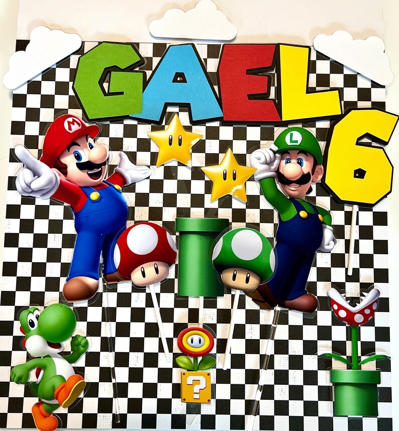 Mario Bros Cake Topper Mario Bros Party Supplies Mario Bros Birthday ...