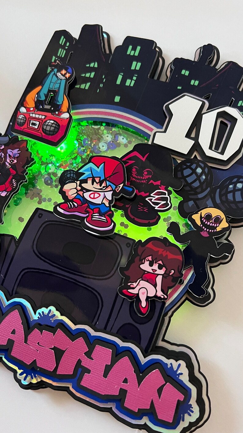 Friday Night Funky Cake Topper, FNF Cake Decoration by PAPERCRAFTSIDEAS ...