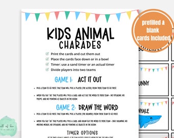 Animal Charades Game for Kids Toddler Games Preschool Card Game ...