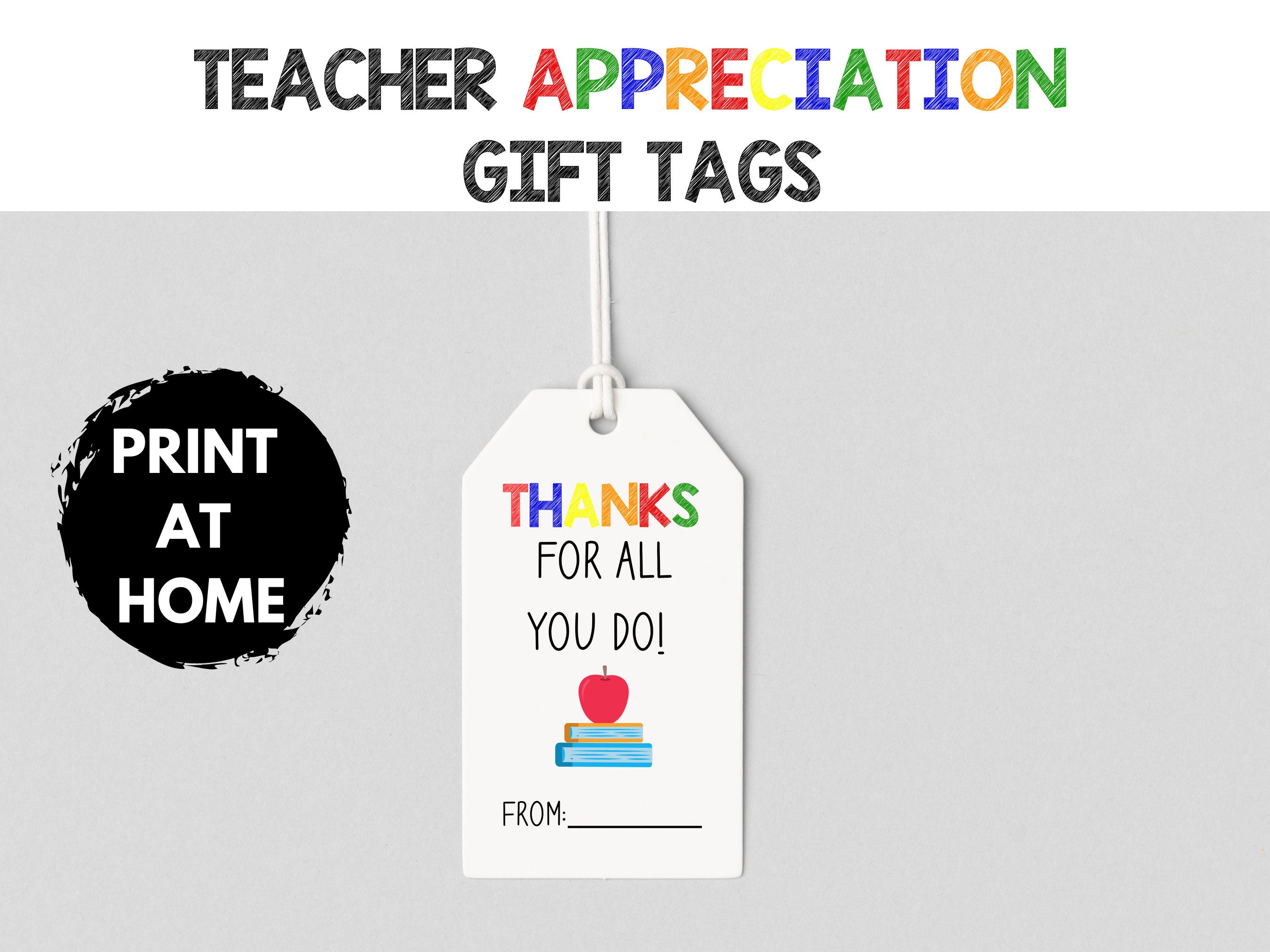 Teacher Appreciation Gift Tags, Teacher Thank You Tags, Teacher ...