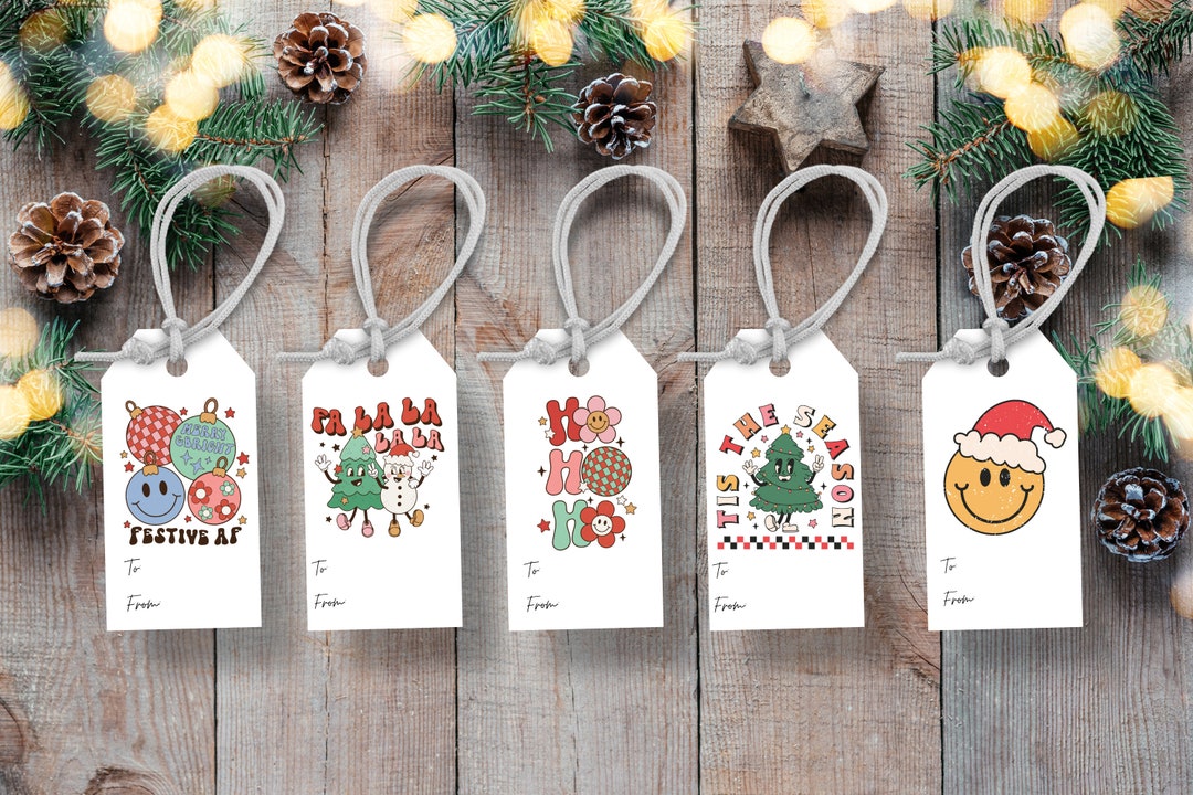 Retro Christmas Gift Tags, Printable, Instant Download - Etsy