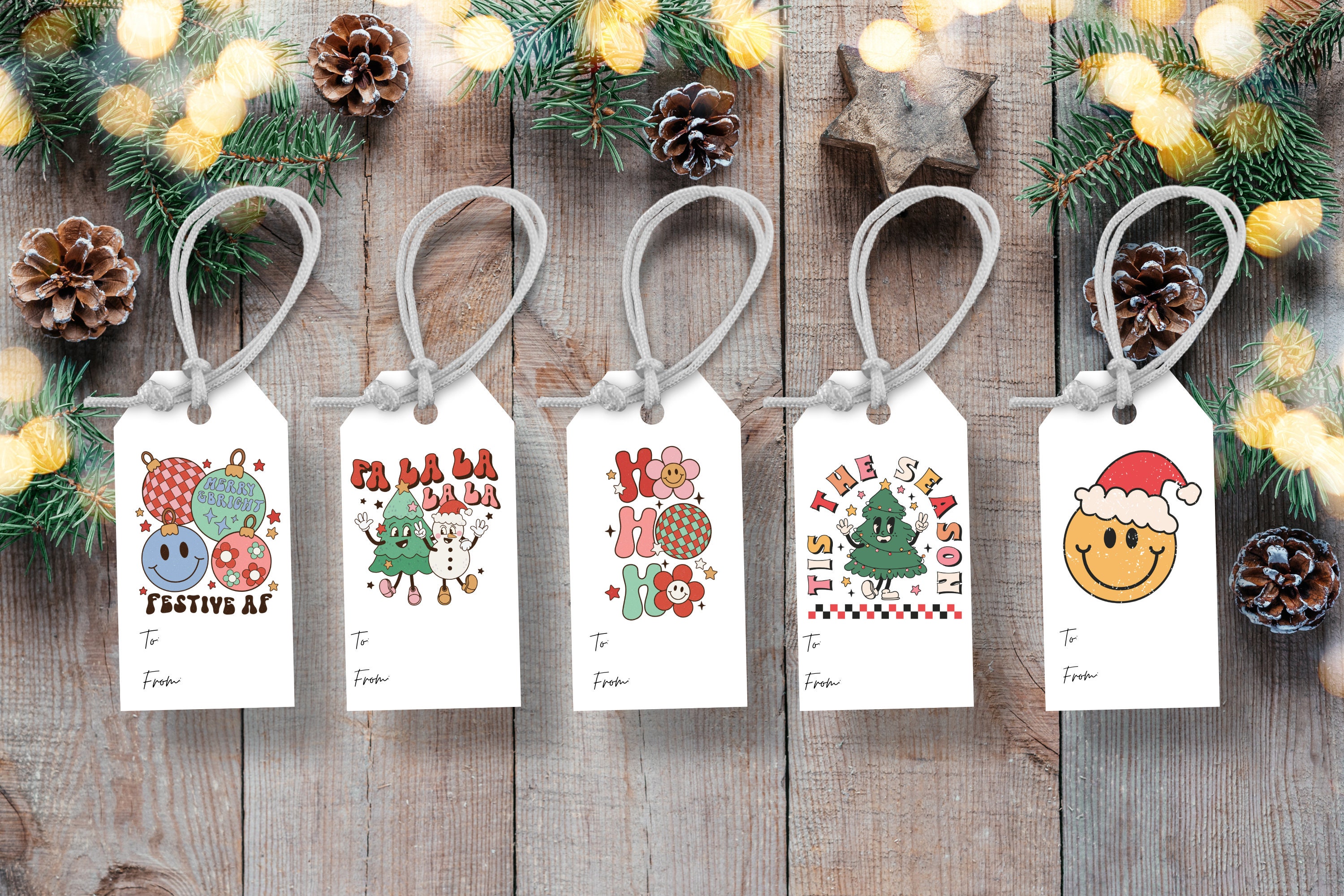 Retro Christmas Gift Tags Printable Instant Download - Etsy