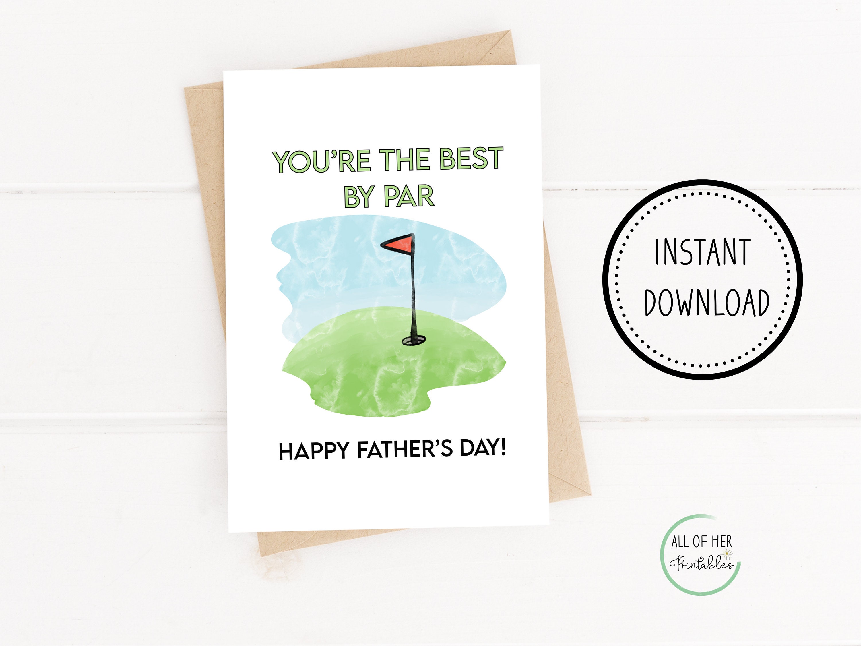 You're the Best by Par Card, Printable Happy Father's Day Card, Golf ...