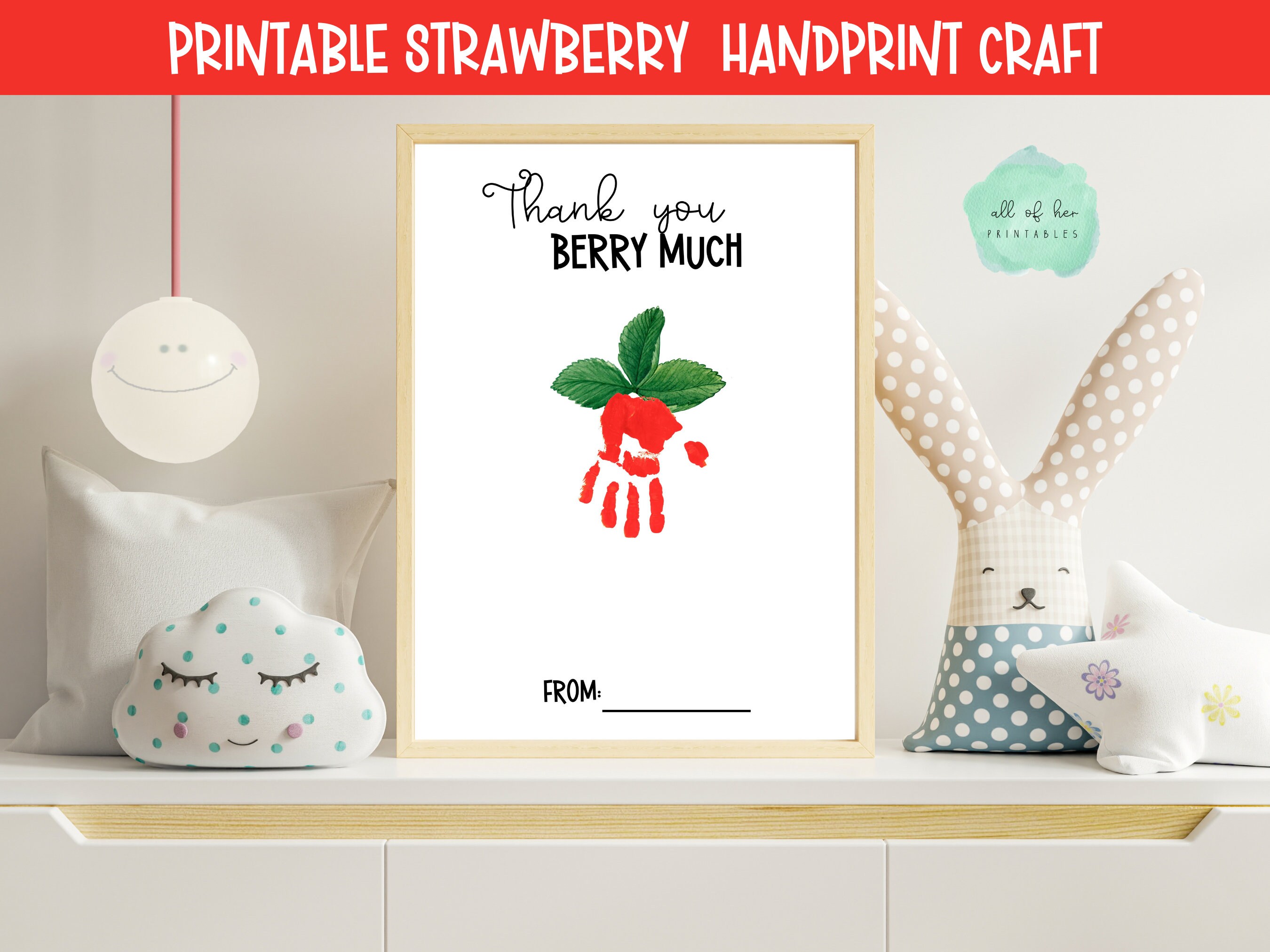 Thank You Berry Much Handprint Craft Template, Personalized Thank You ...