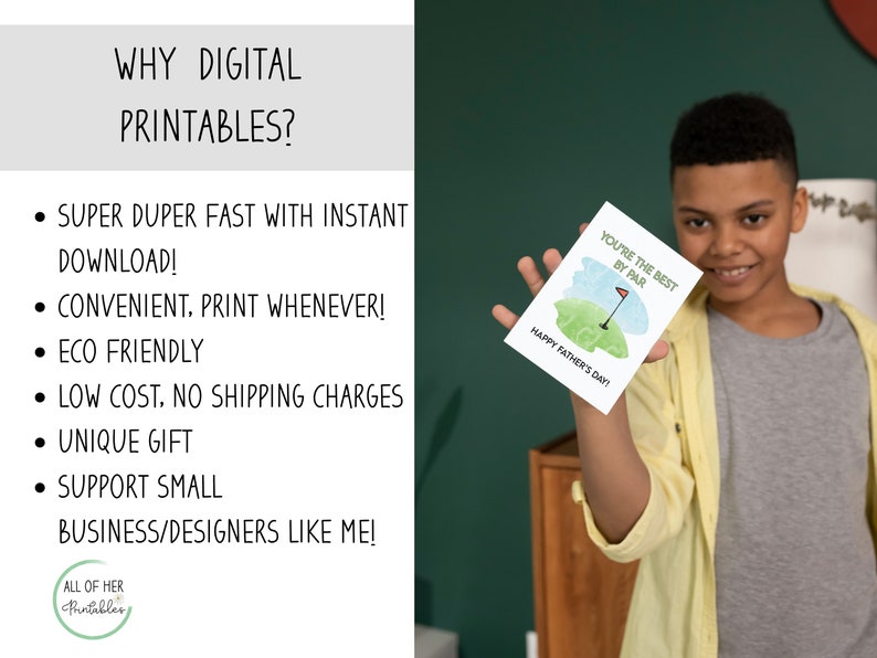 You're the Best by Par Card, Printable Happy Father's Day Card, Golf ...