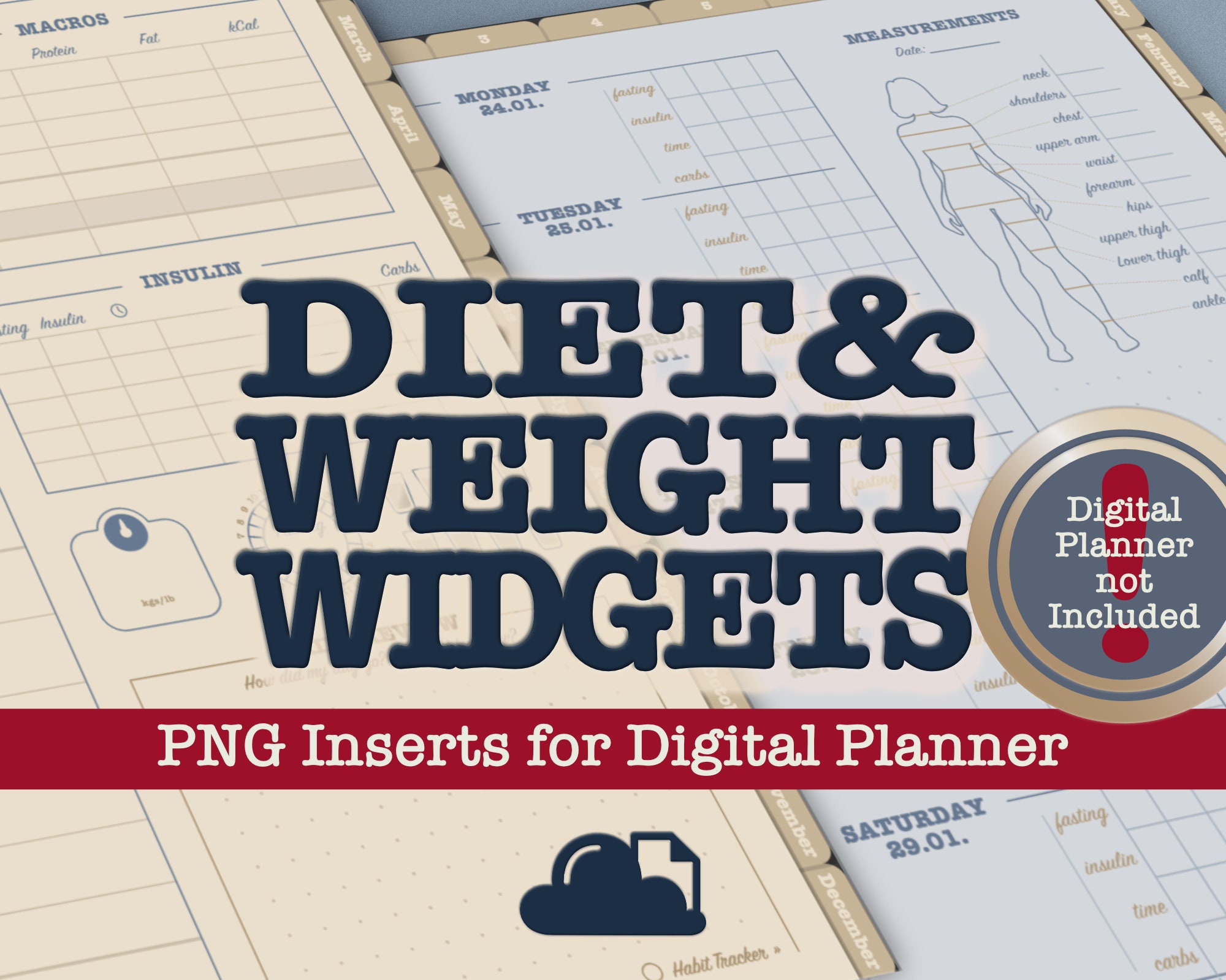 Diet & Weight Widgets PNG Inserts for Existing Digital - Etsy