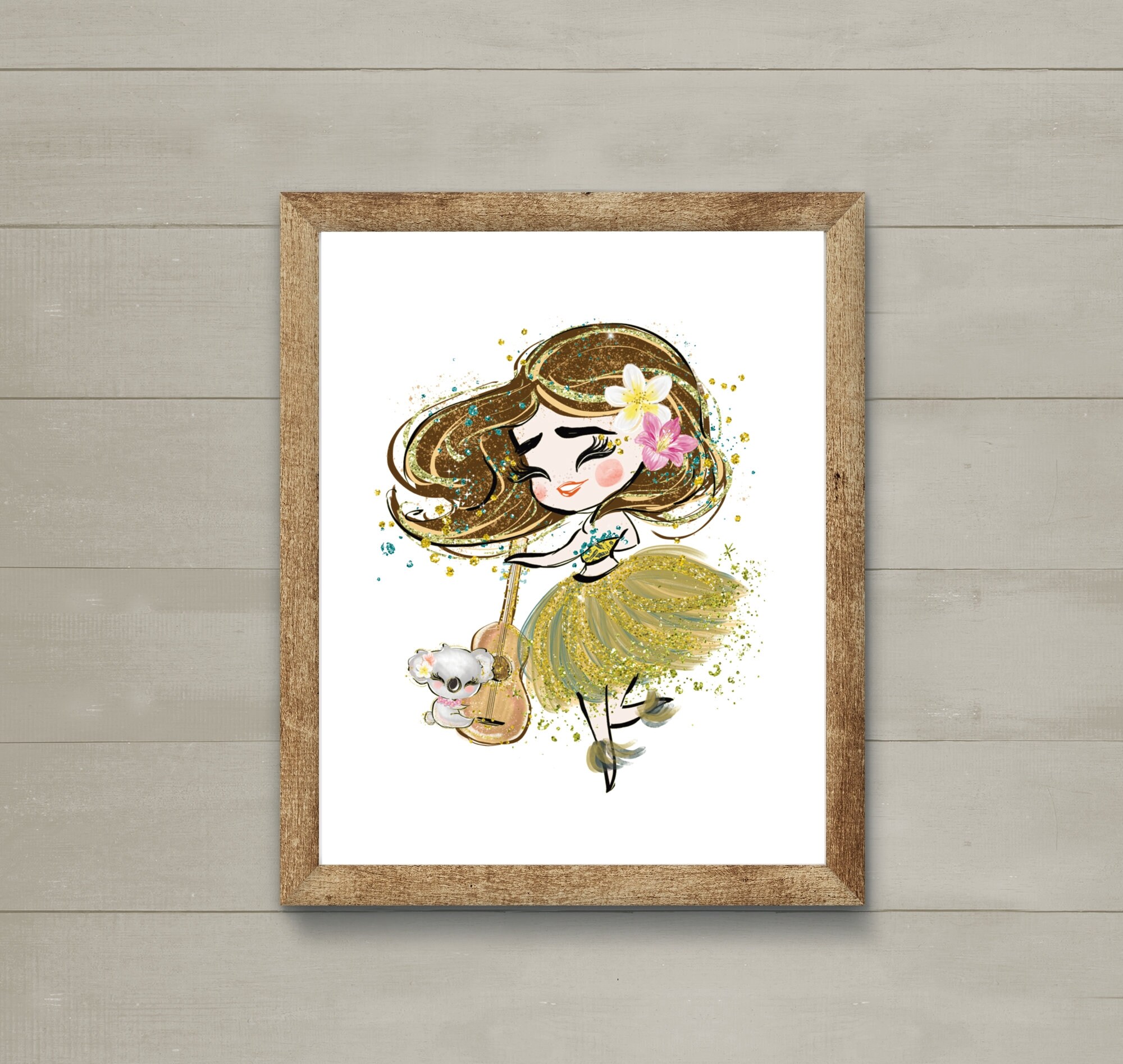 Hawaiian Luau Girl Wall Prints /tropical Nursery Wall Decor/digital ...