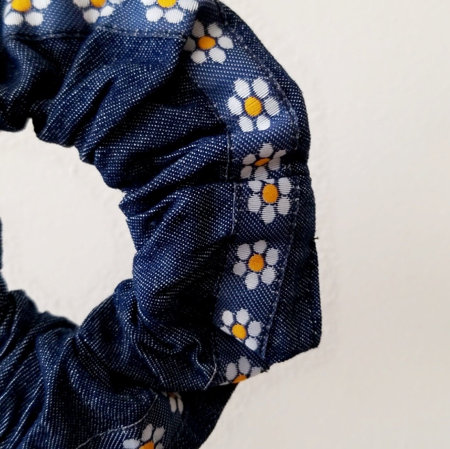 Denim Scrunchie, Blue Hair Scrunchie, Cotton Scrunchie Spring Daisy ...
