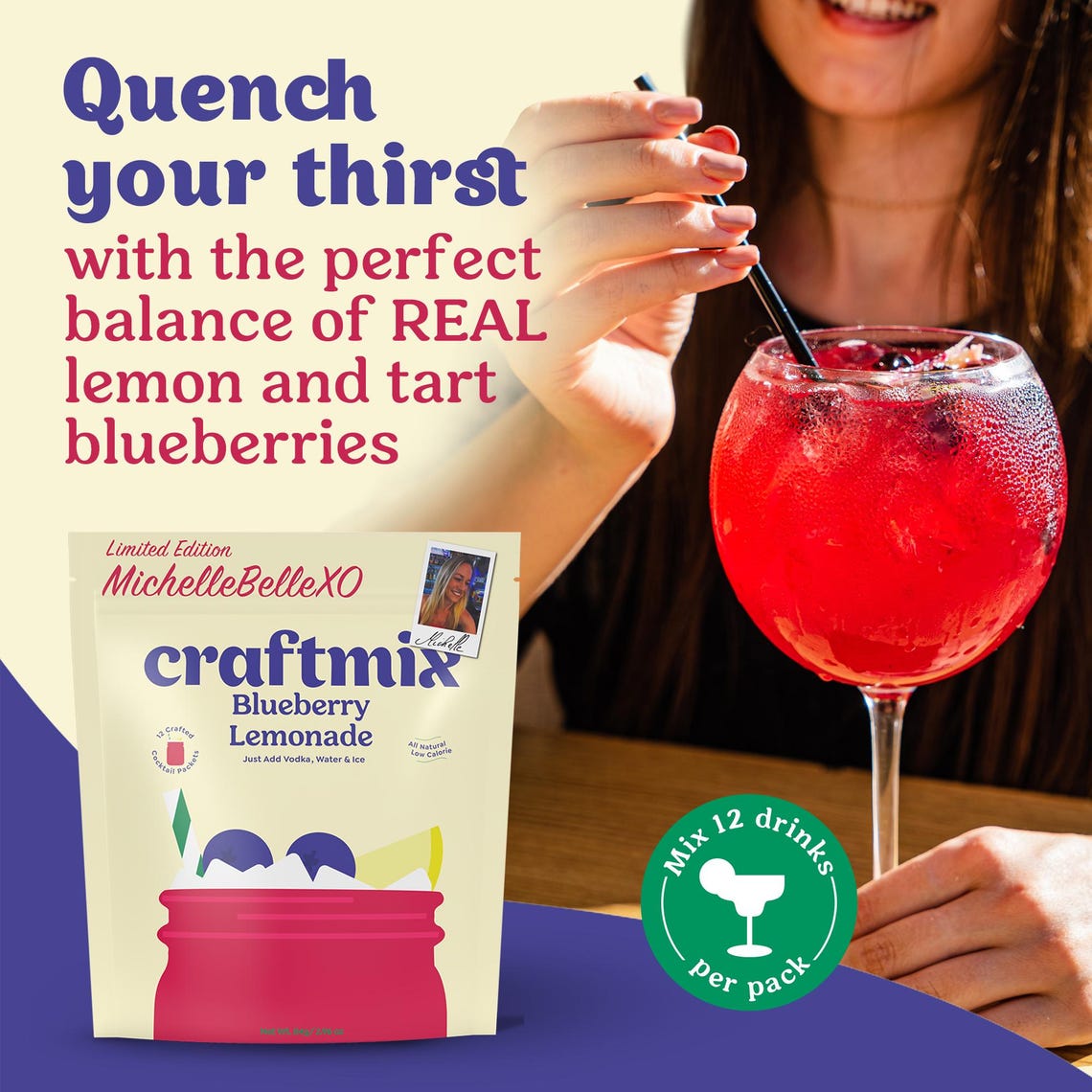 Craftmix Cocktail Mix Blueberry Lemonade Flavor Skinny Natural Low ...