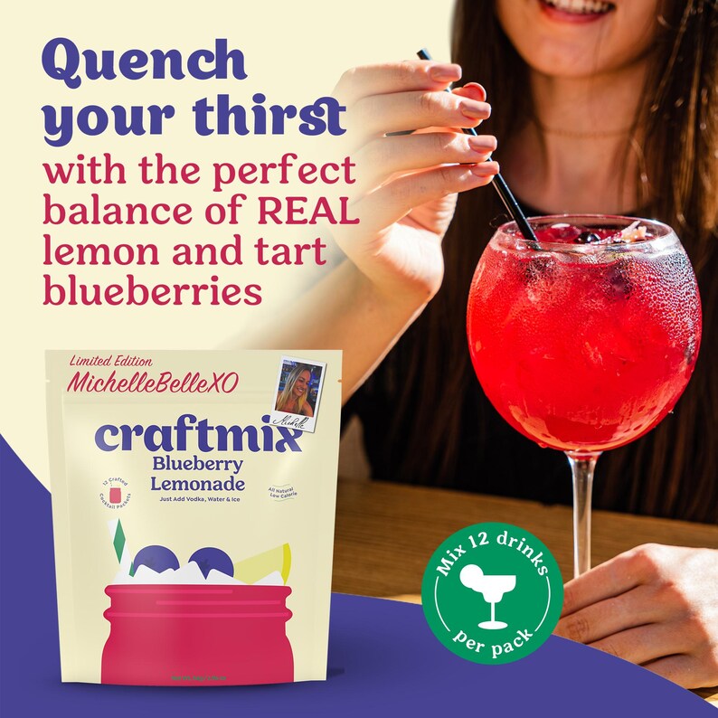 Craftmix Cocktail Mix Blueberry Lemonade Flavor Skinny Natural Low ...
