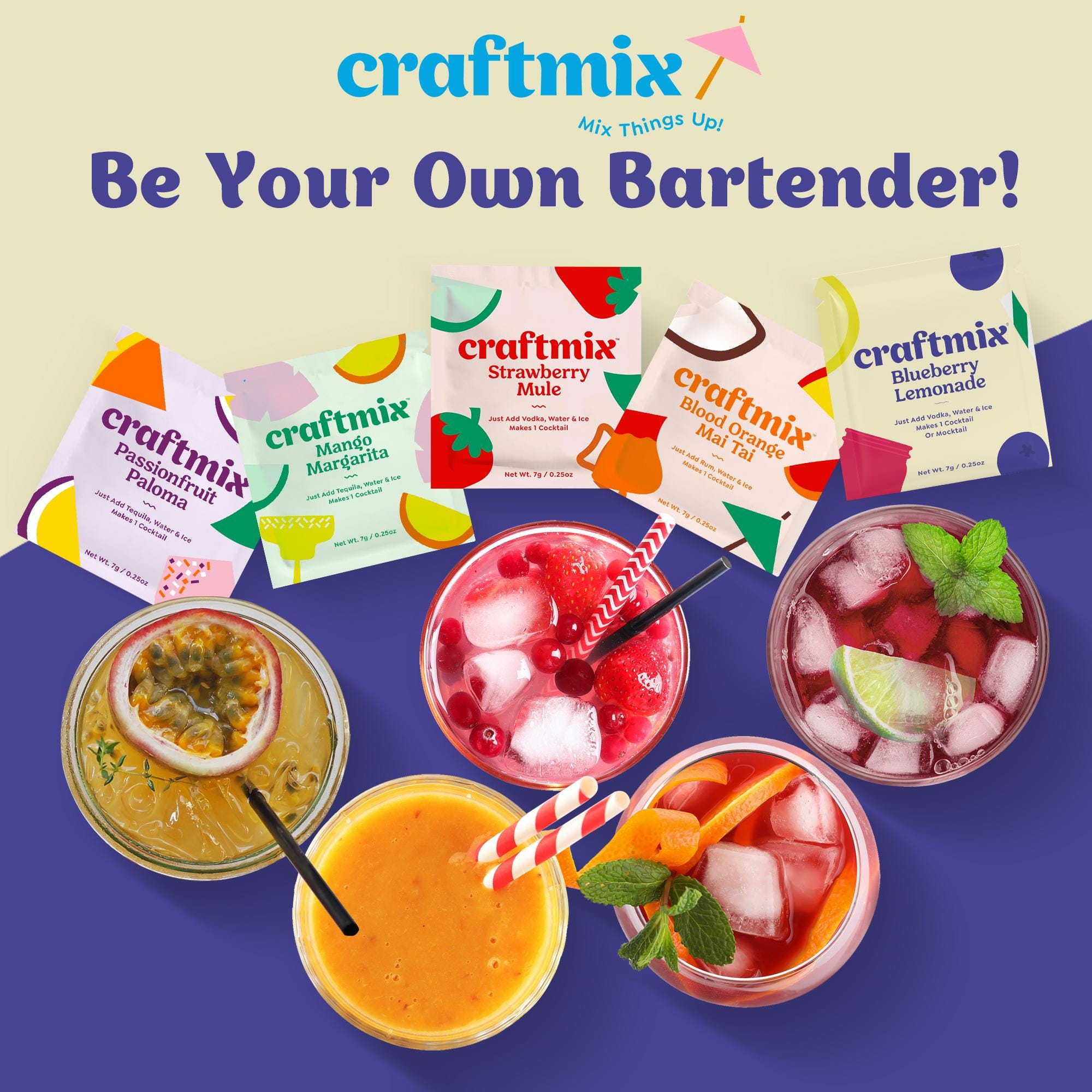 Craftmix Cocktail Mix Blueberry Lemonade Flavor Skinny Natural Low ...