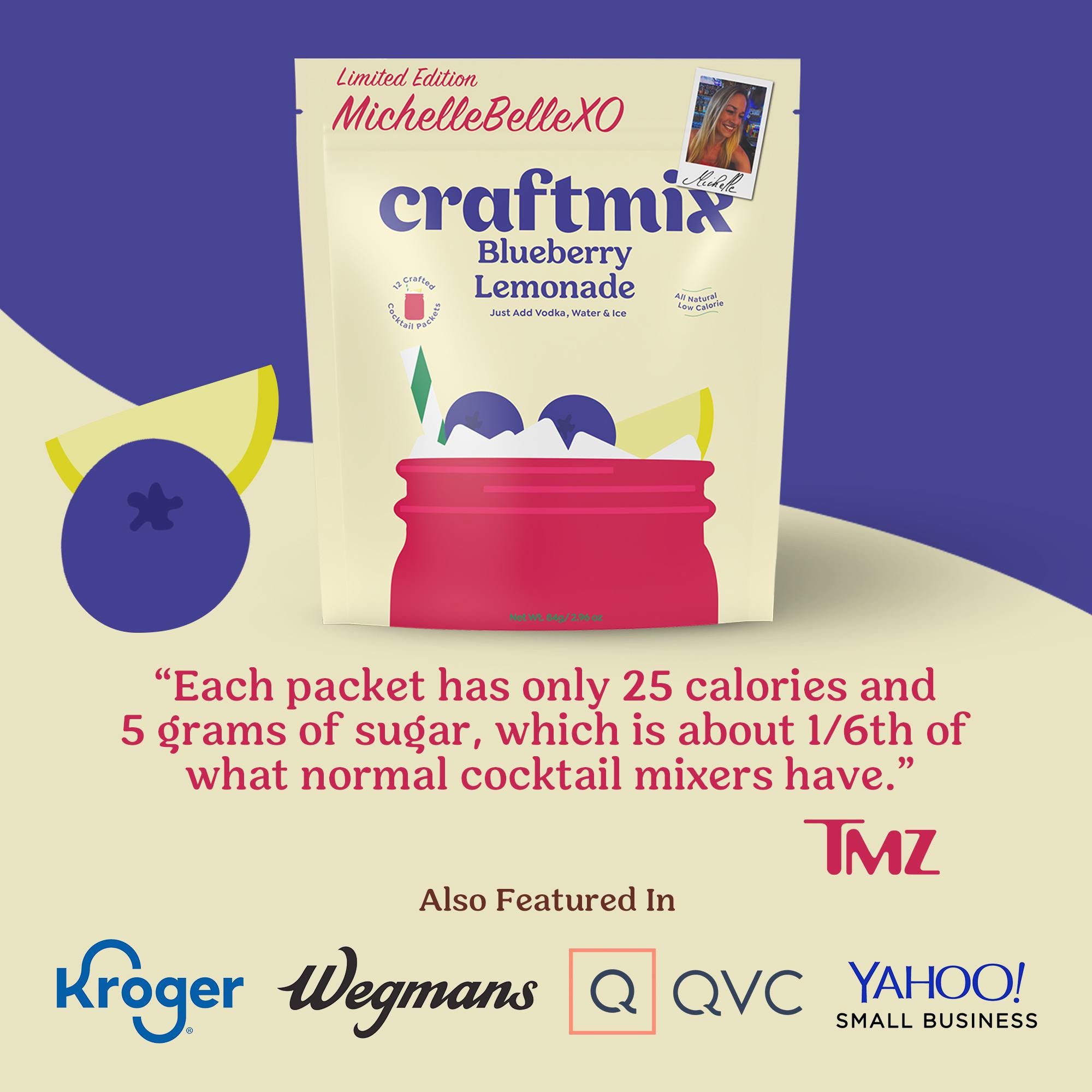 Craftmix Cocktail Mix Blueberry Lemonade Flavor Skinny Natural Low ...